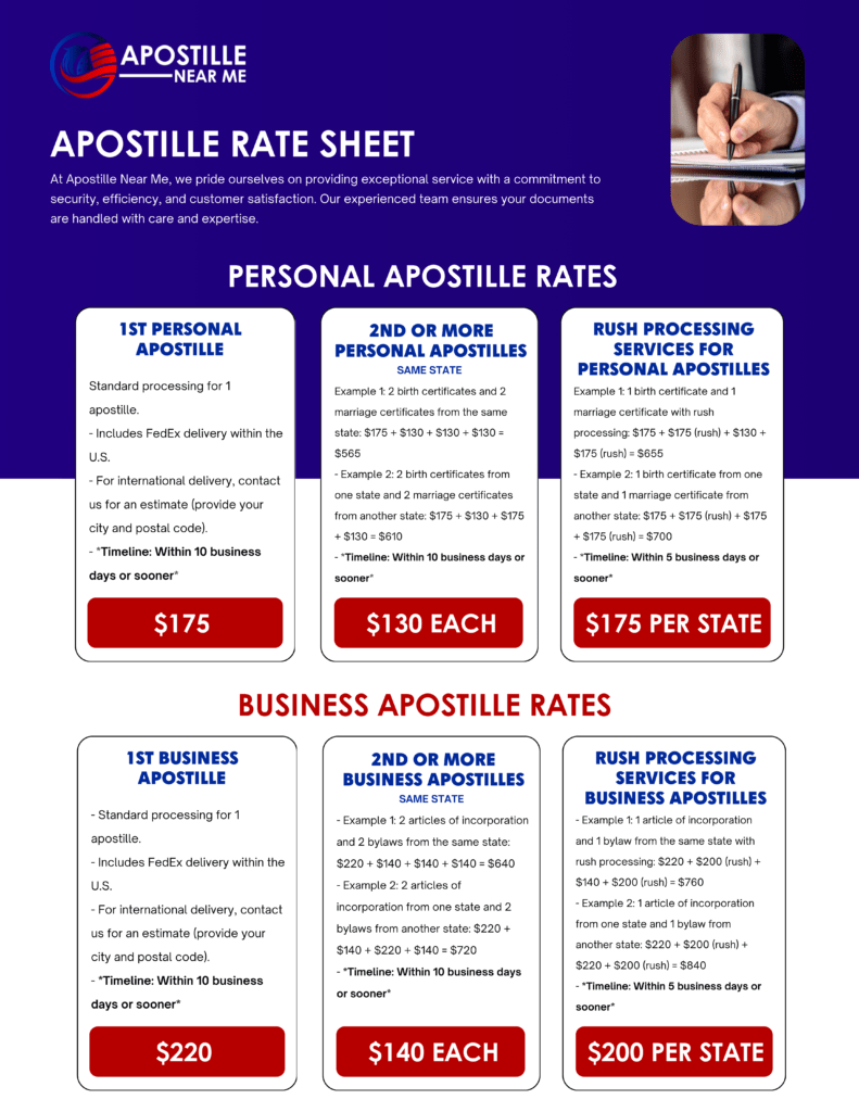 Pricing - Apostille Near Me